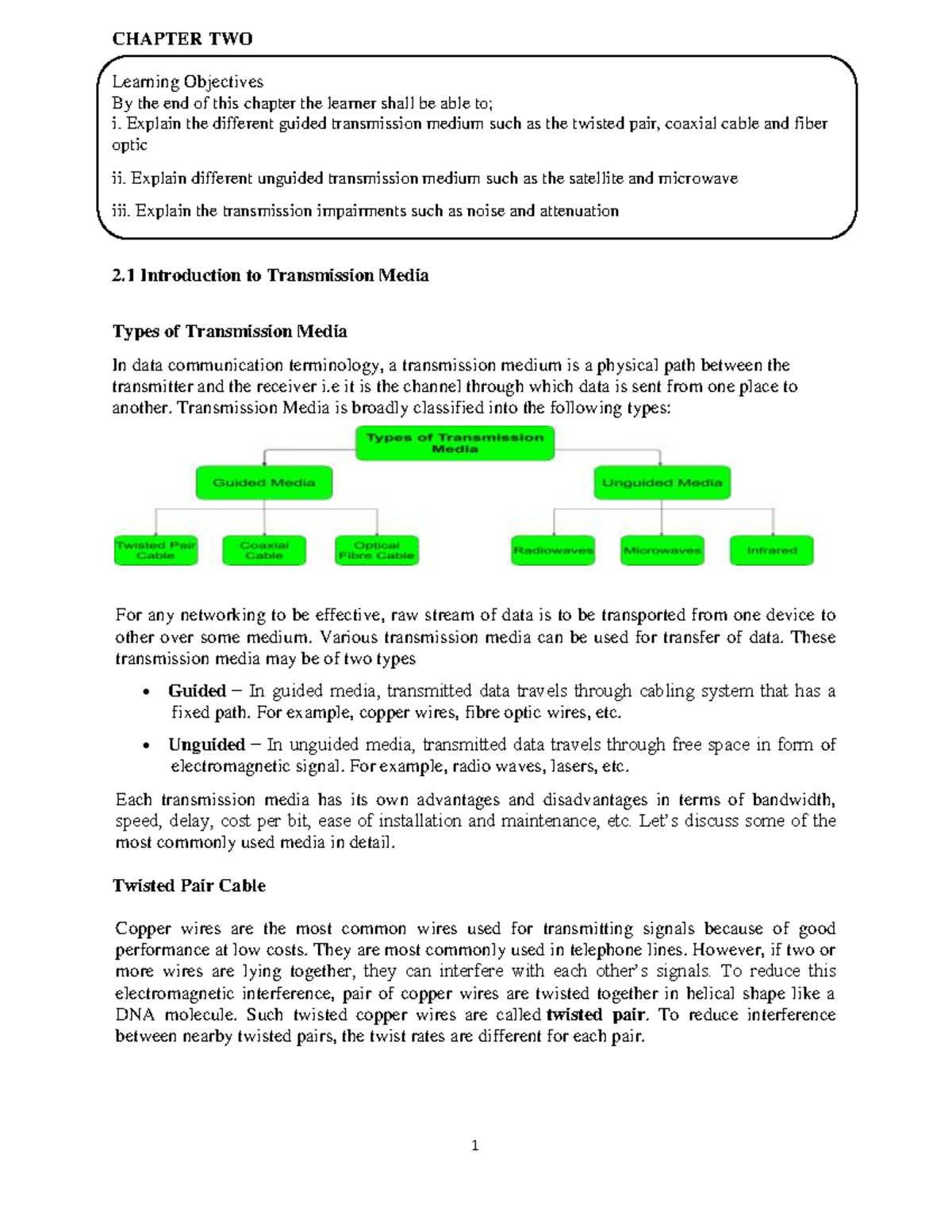Chapter TWO - Notes for Data Communications - CHAPTER TWO Learning ...