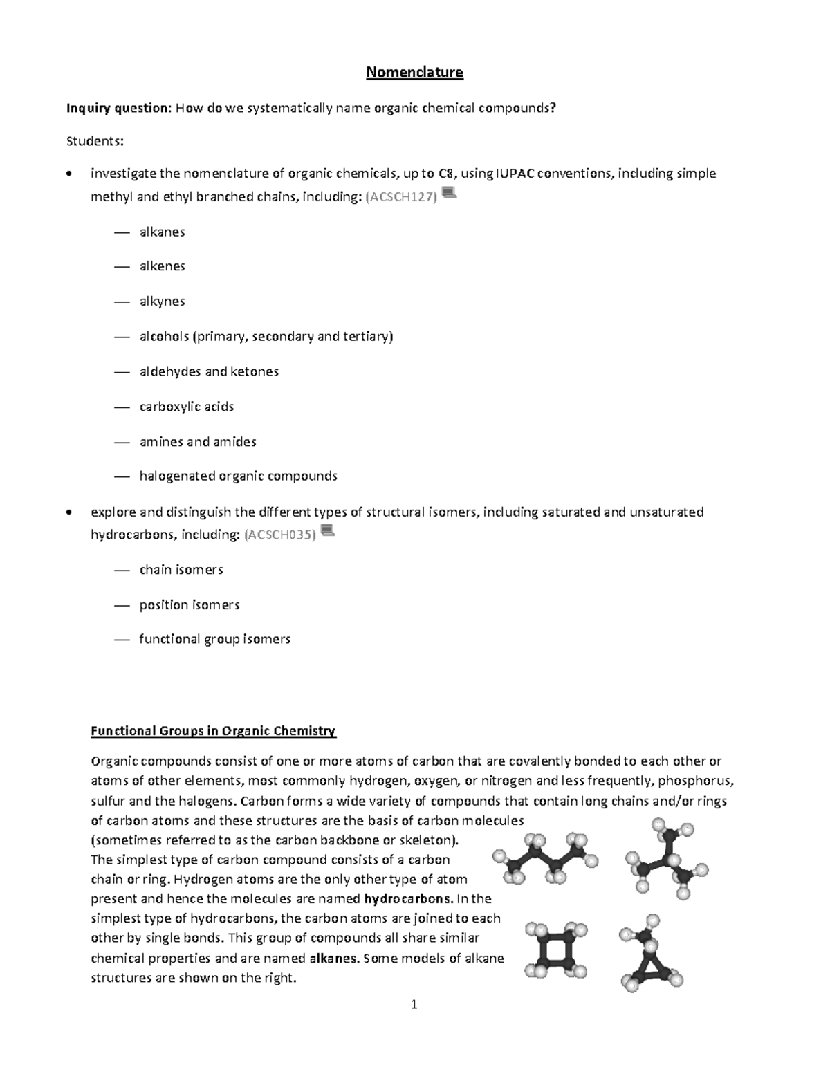 1 -Nomenclature - Chem notes - Nomenclature Inquiry question: How do we ...