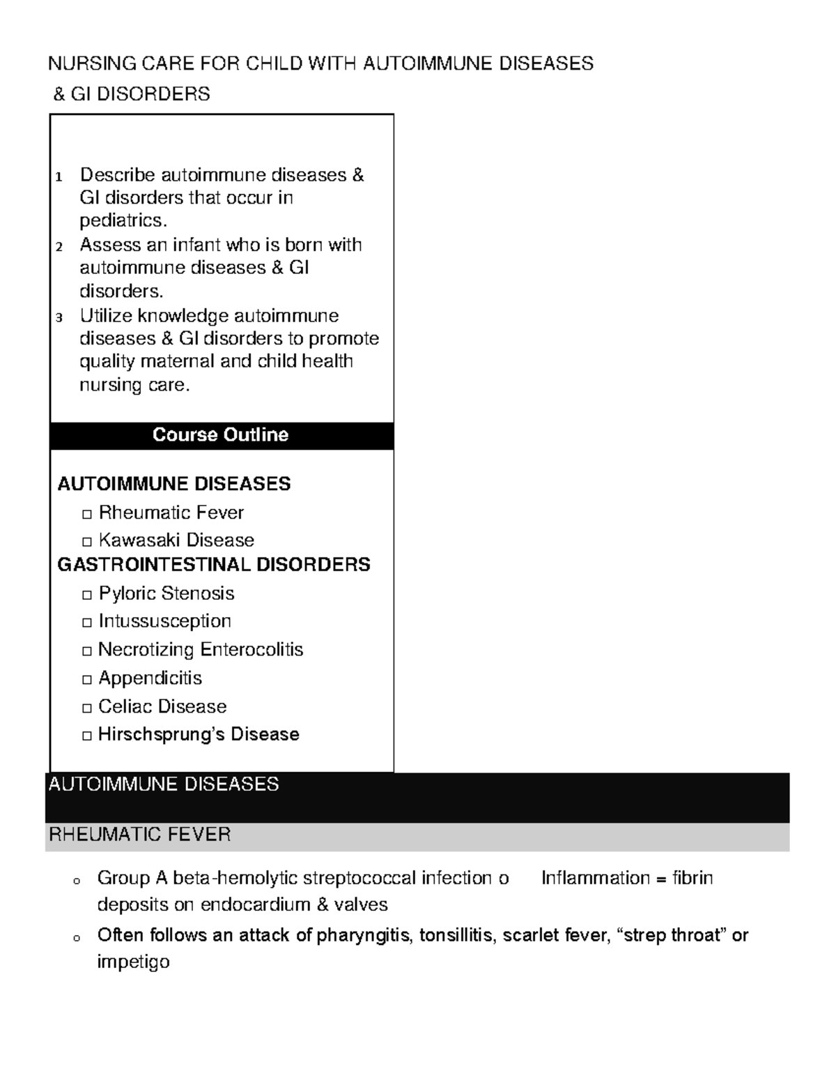 Nursing Care for Child with Autoimmune Diseases GI disorders - NURSING ...