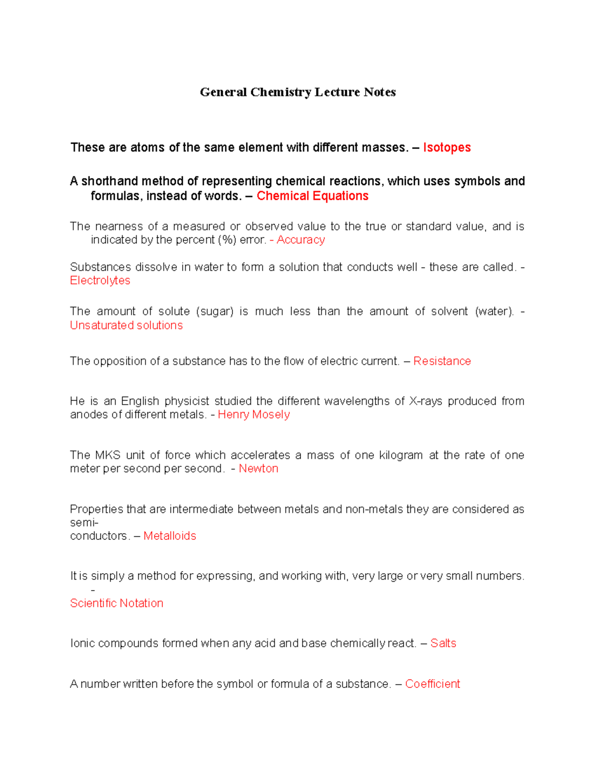 General Chemistry Lecture Notes 2 - General Chemistry Lecture Notes ...