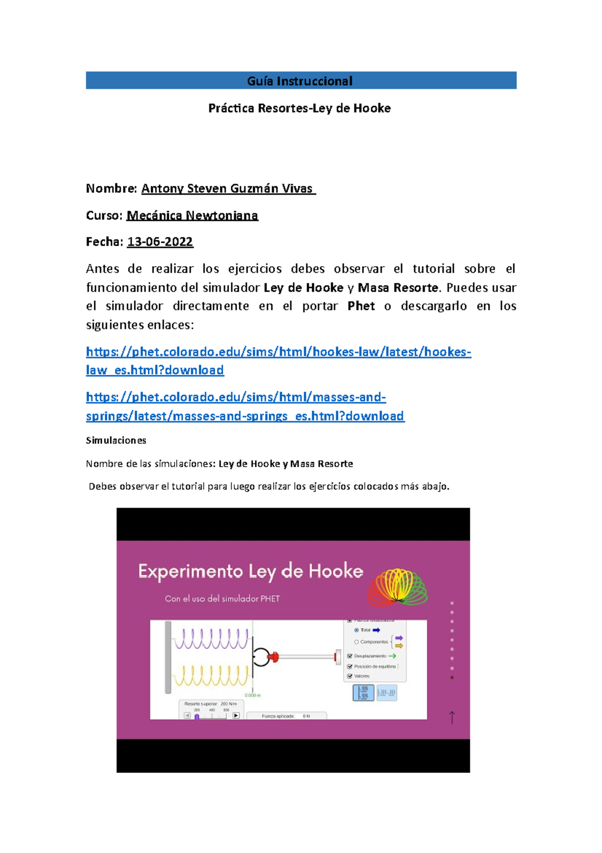 Ley de Hooke (Recuperado automáticamente) - Guía Instruccional Práctica ...