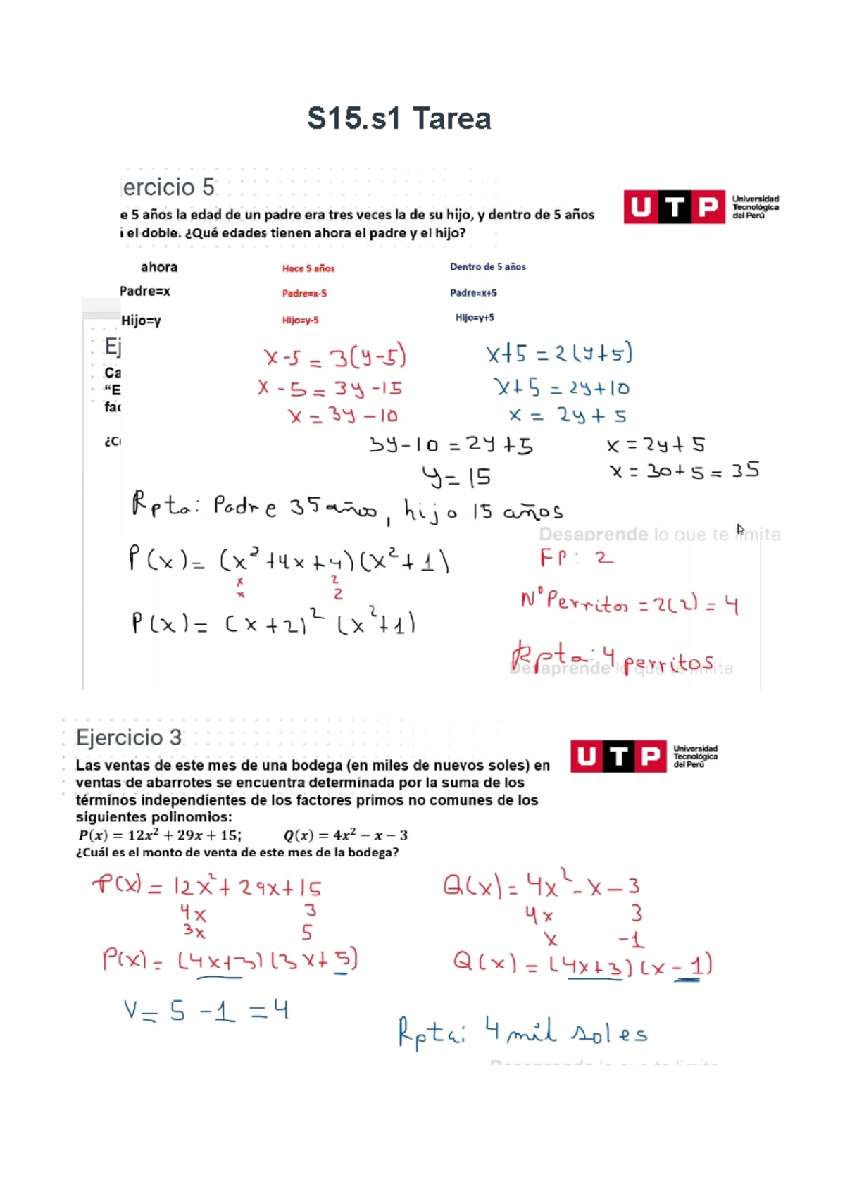 S 1 5.s 1 Tarea - import - Matemática - S15 Tarea - Studocu