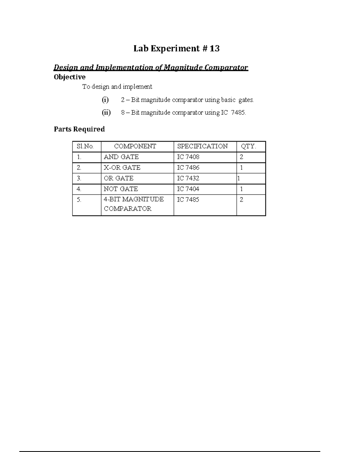 Lab Manual - Week No (13) - Lab Experiment # 13 Design and ...