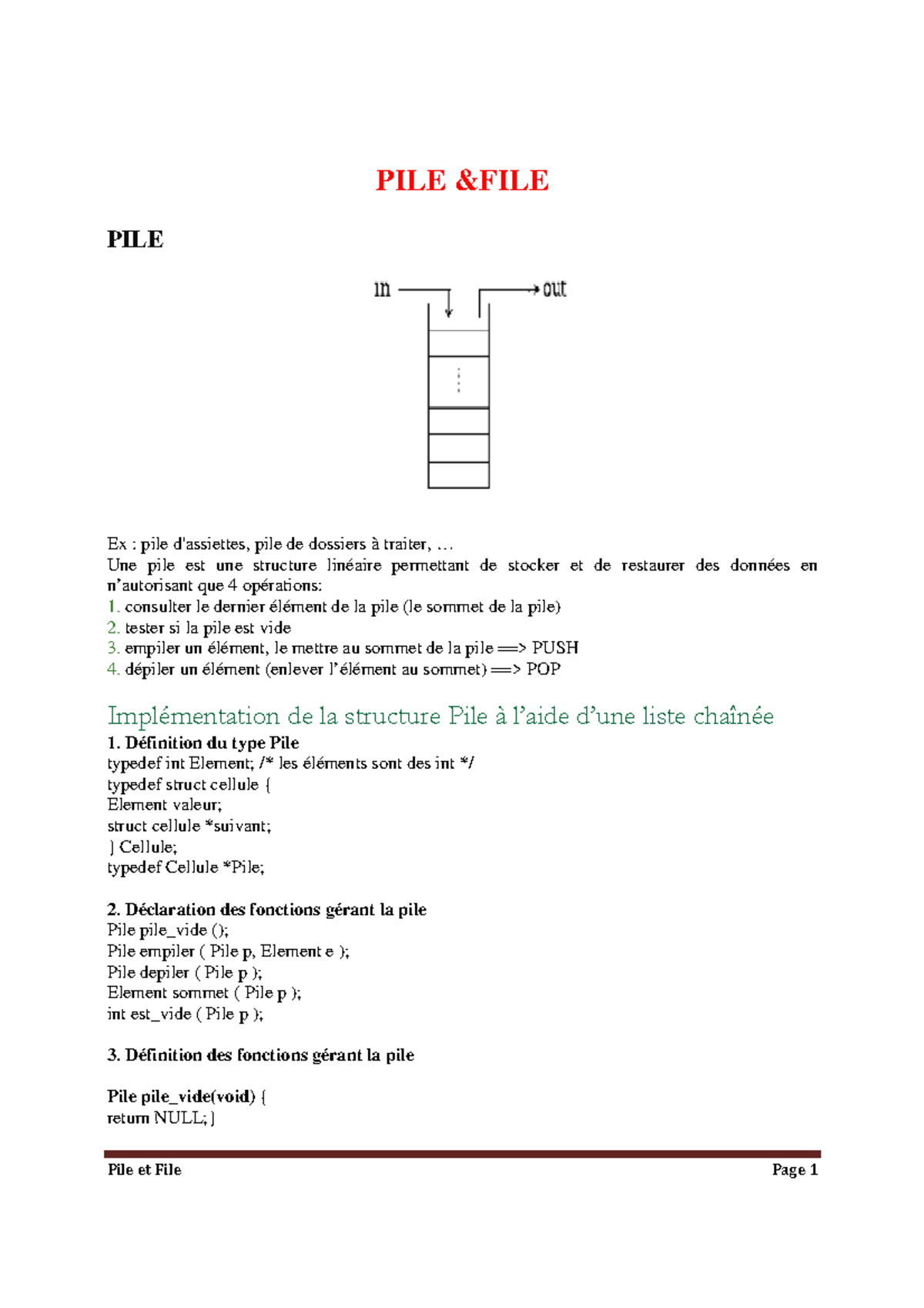 Pile-et-file compress-1 - PILE &FILE PILE Ex : pile d'assiettes, pile ...