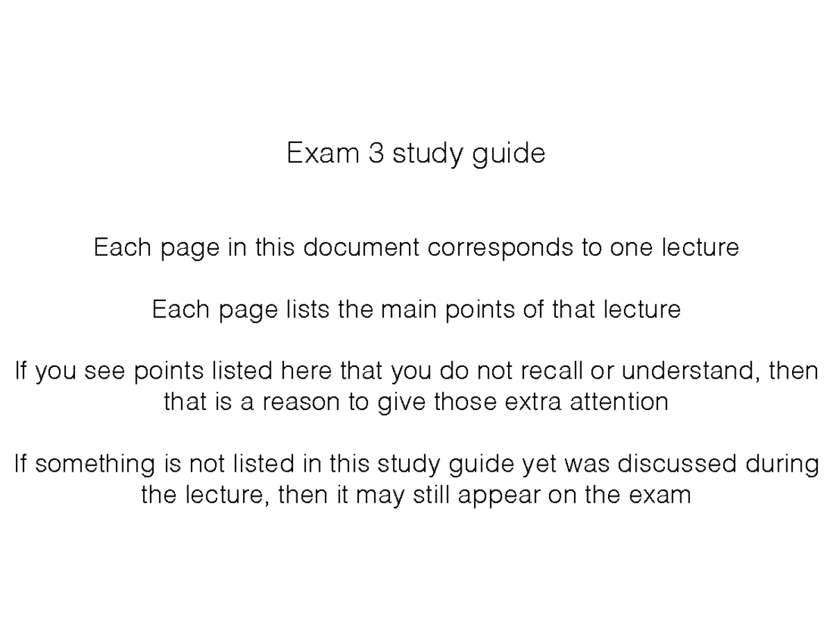 Study guide exam 3 - Exam 3 study guide Each page in this document ...