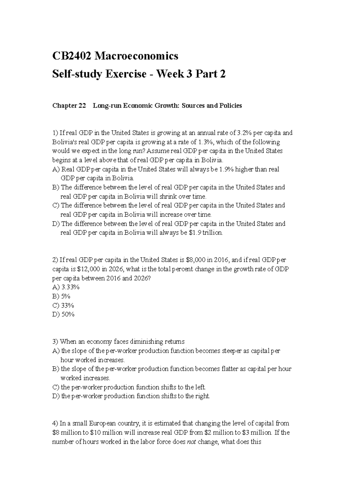 Self-CB2402 Study Exercise - Week 3 Part 2 - CB2402 Macroeconomics Self-study Exercise - Week 3 ...