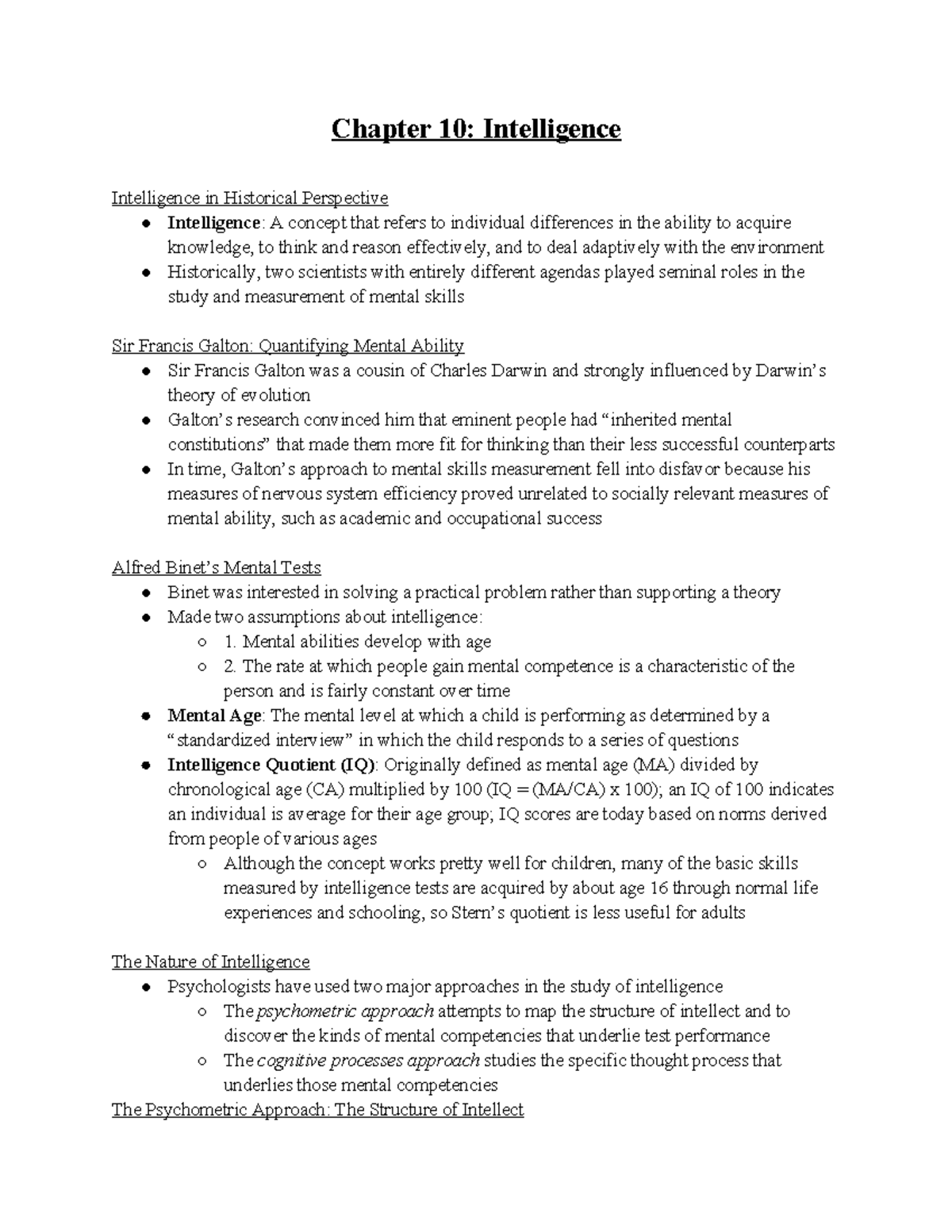 Chapter 10 Intelligence - Chapter 10: Intelligence Intelligence in Historical Perspective - Studocu