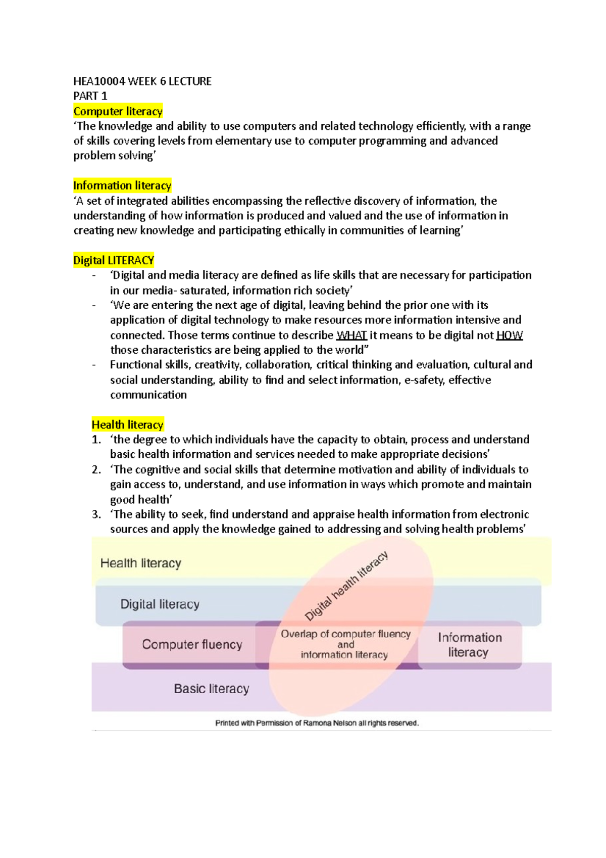Week 6 Lecture Notes Hea10004 Week 6 Lecture Part 1 Computer Literacy ‘the Knowledge And