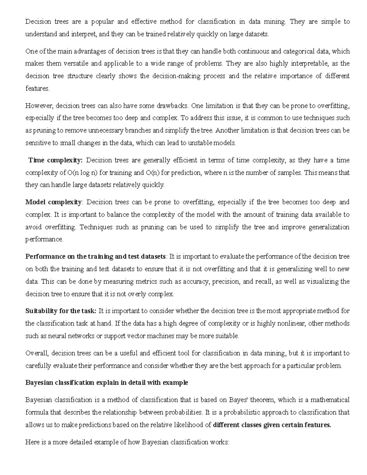 data mining 4th unit - Decision trees are a popular and effective method for classification in ...