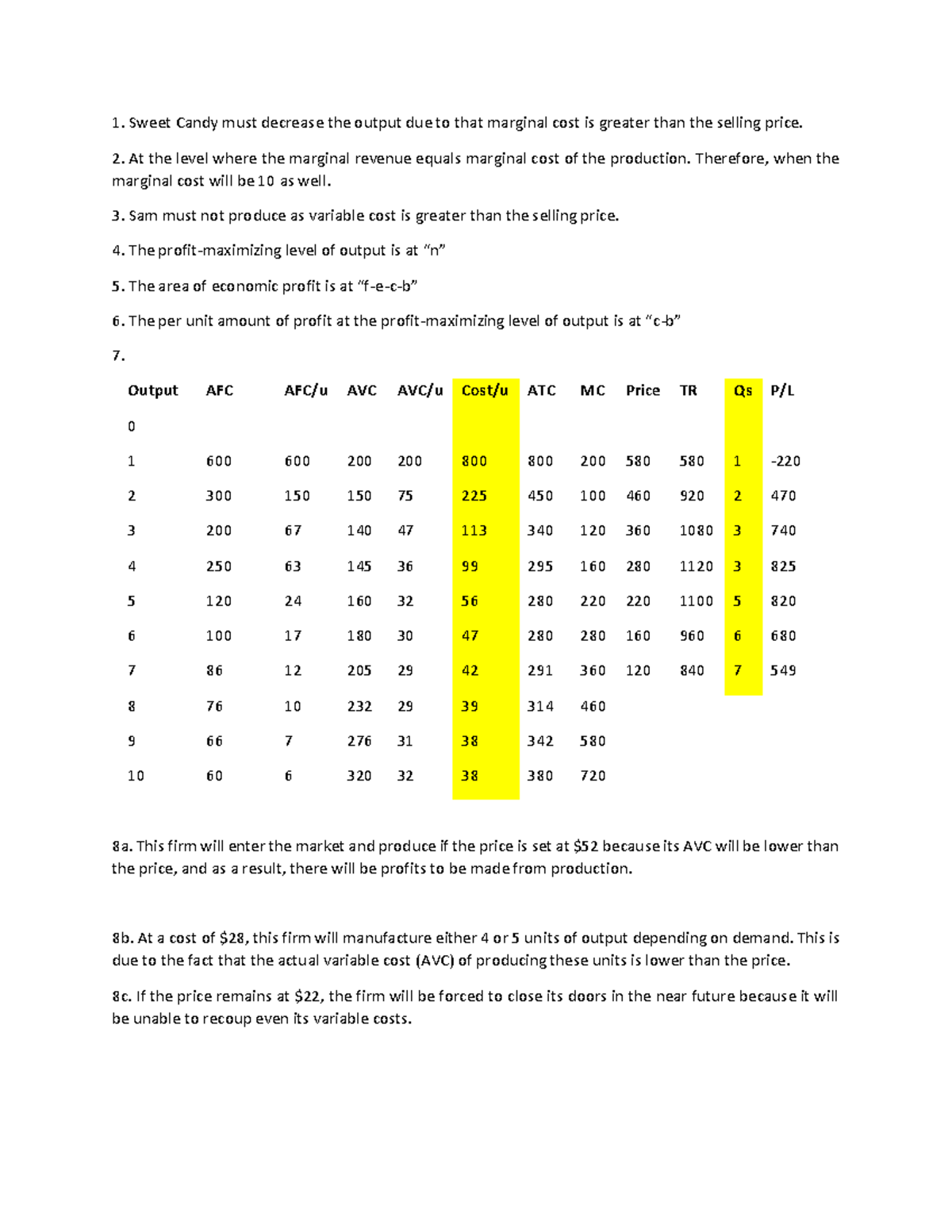 Random Assignments for First Semester - Sweet Candy must decrease the ...