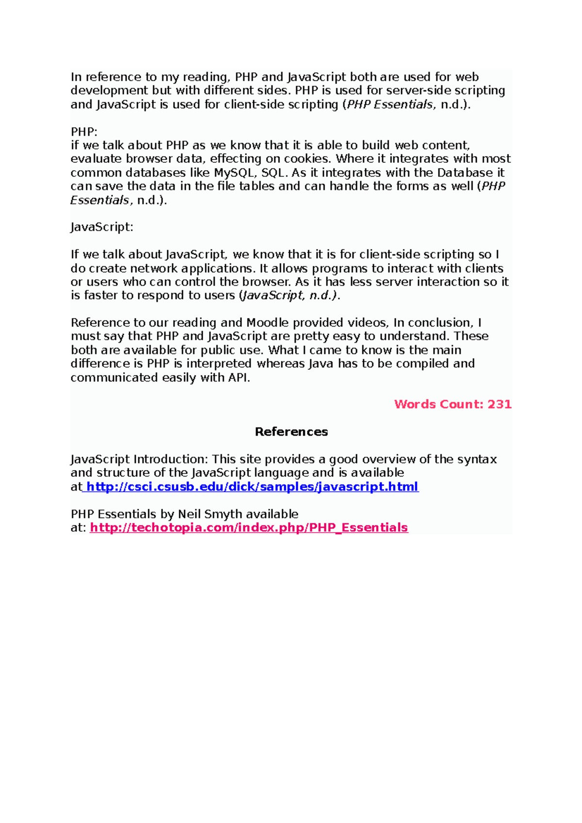 Discussion 5 3 - In reference to my reading, PHP and JavaScript both ...