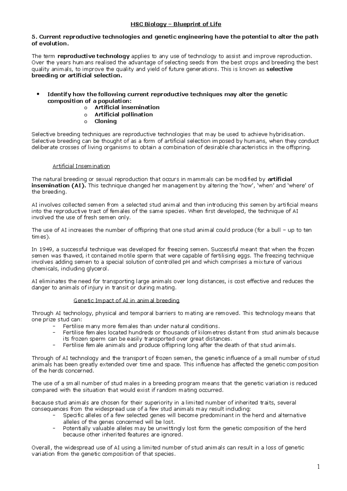 Blueprint of life part 4 - HSC Biology – Blueprint of Life 5. Current ...
