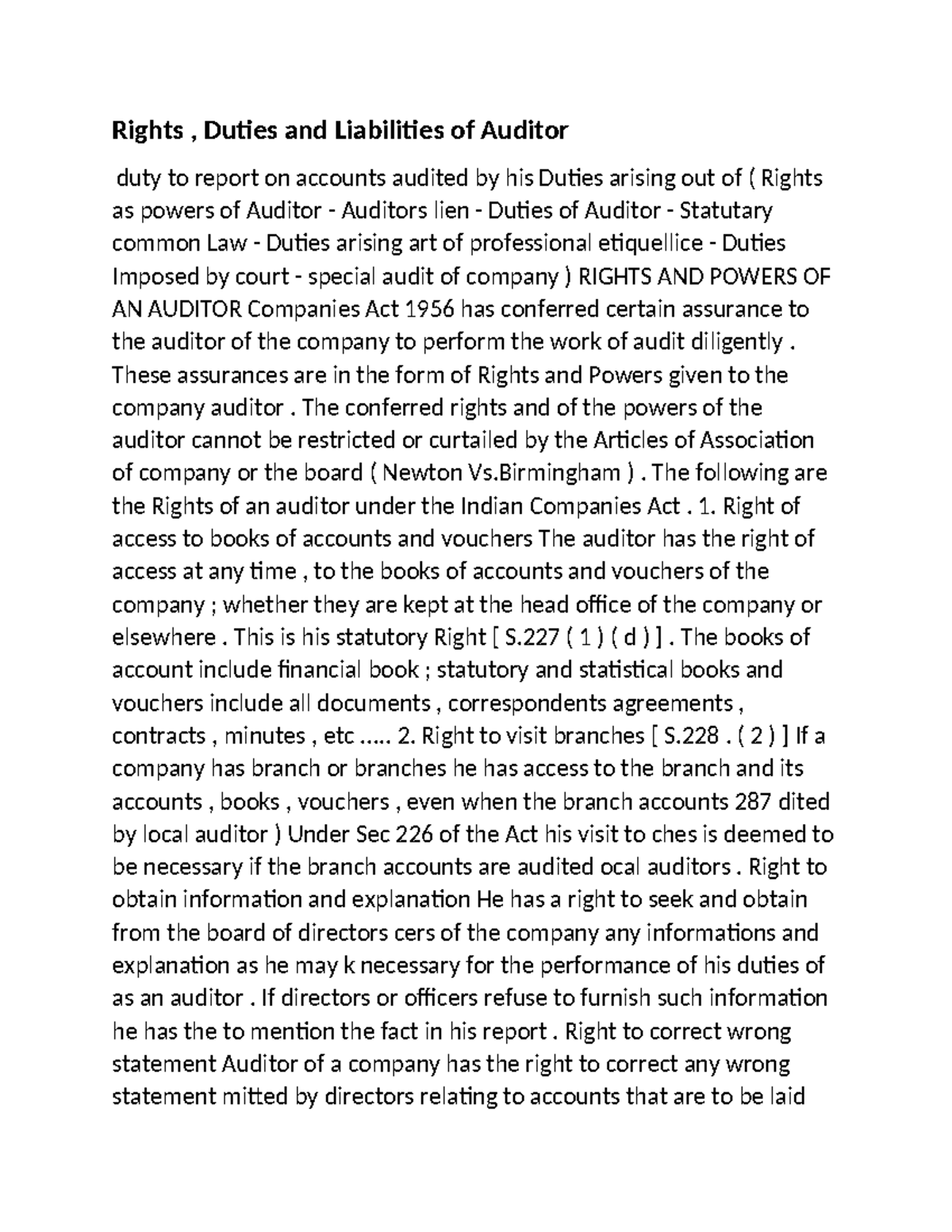 Rights Duties AND Liability OF AN Auditor - Rights , Duties and ...