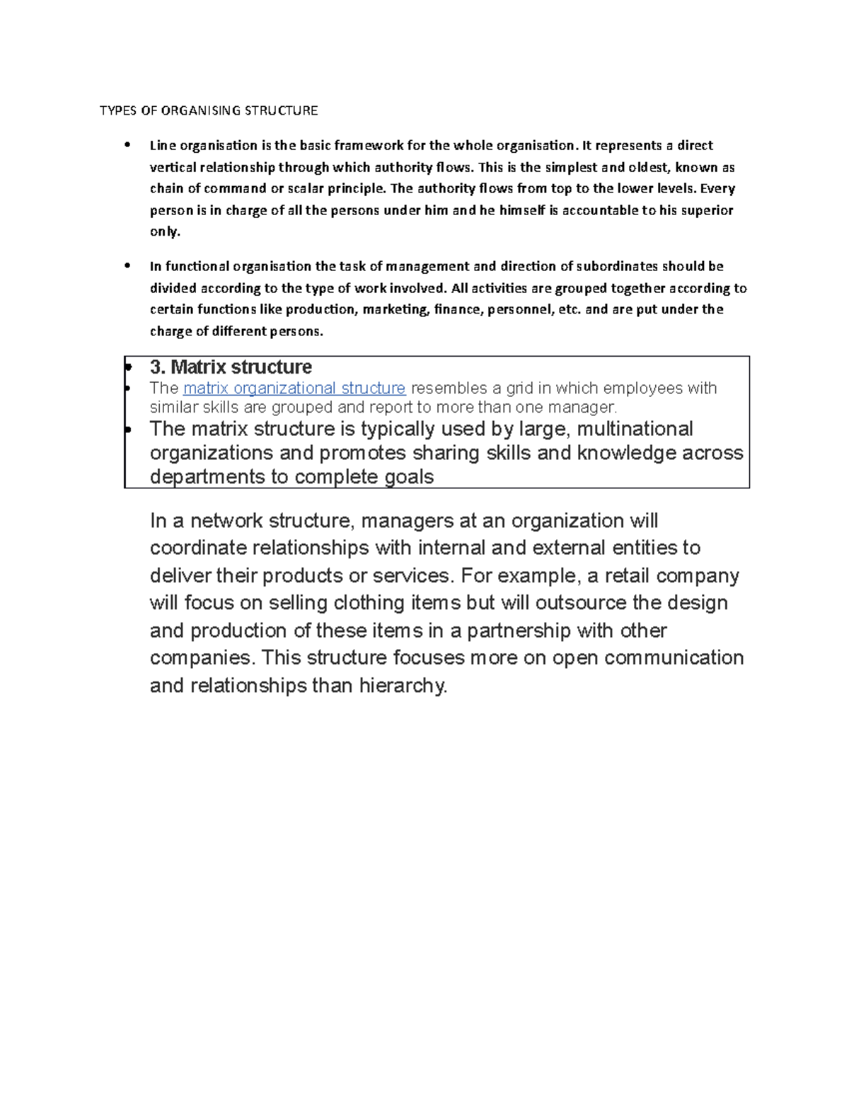 Types OF Organising Structure - TYPES OF ORGANISING STRUCTURE Line ...