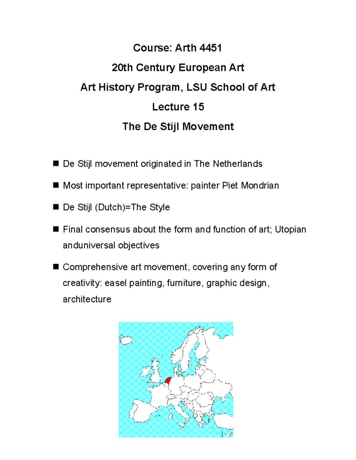 The De Stijl Movement - 20th Century European Art History Lecture Notes ...