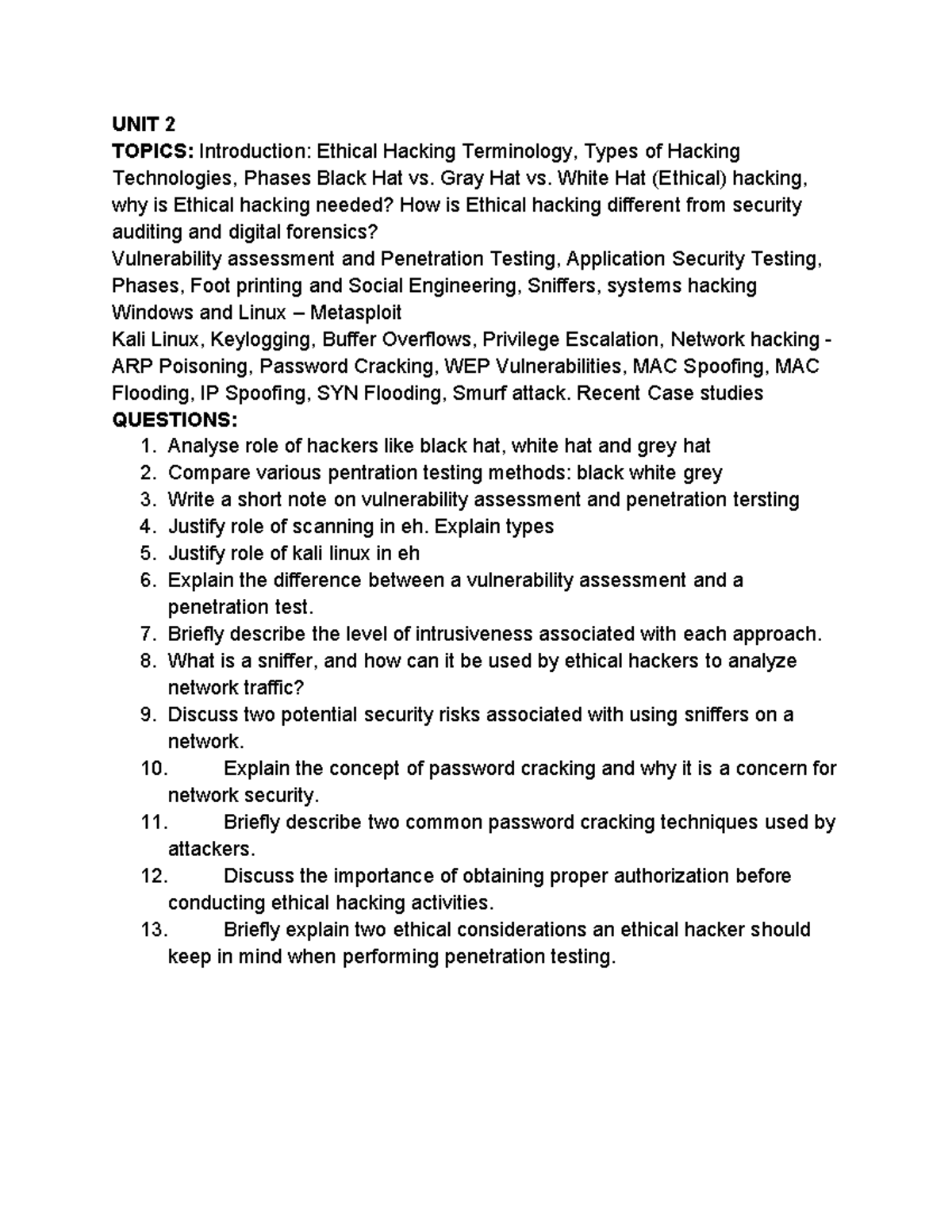 UNIT 2 EH & CF - Complete notes for all topics - UNIT 2 TOPICS ...