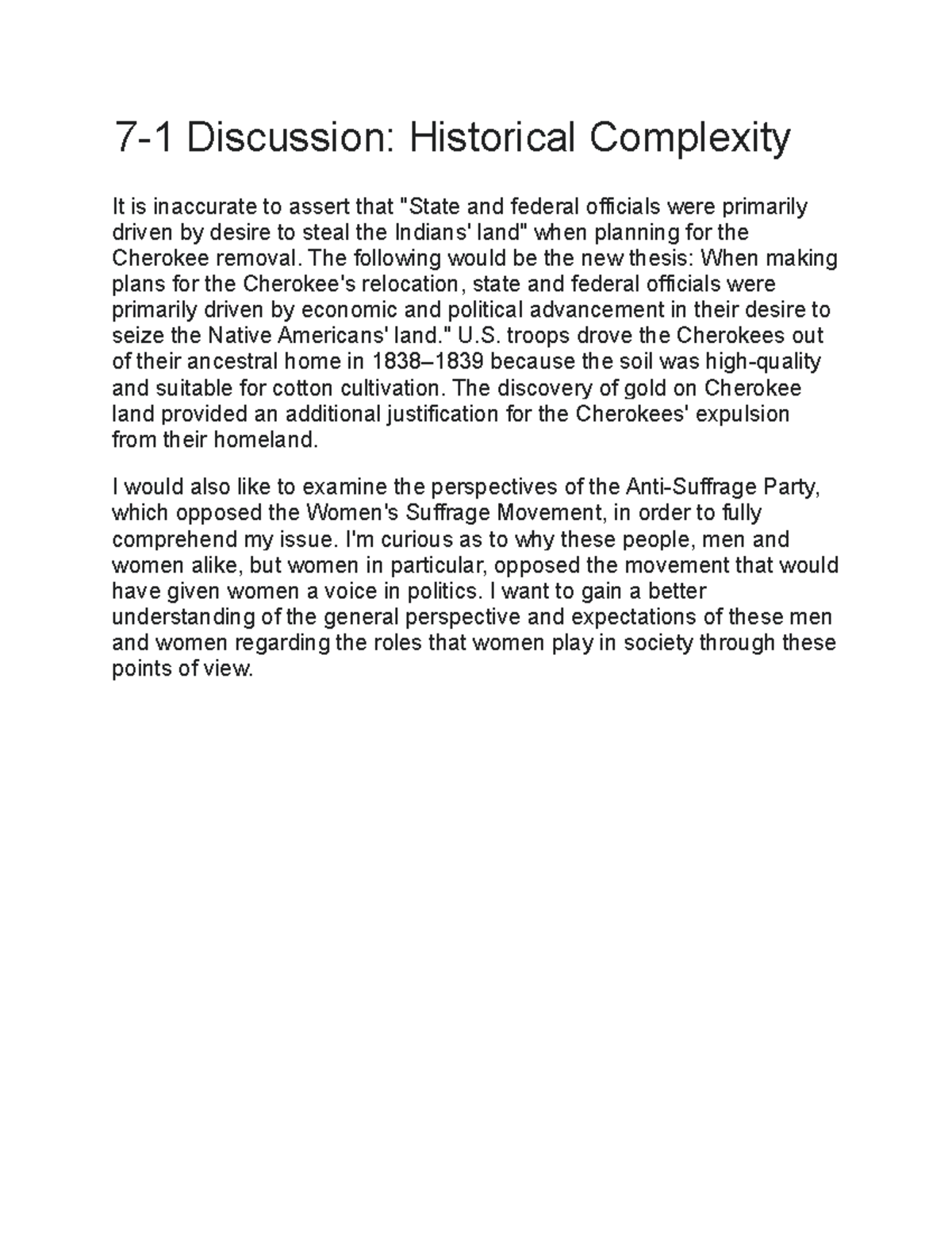 7-1 Discussion Historical Complexity - The following would be the new ...