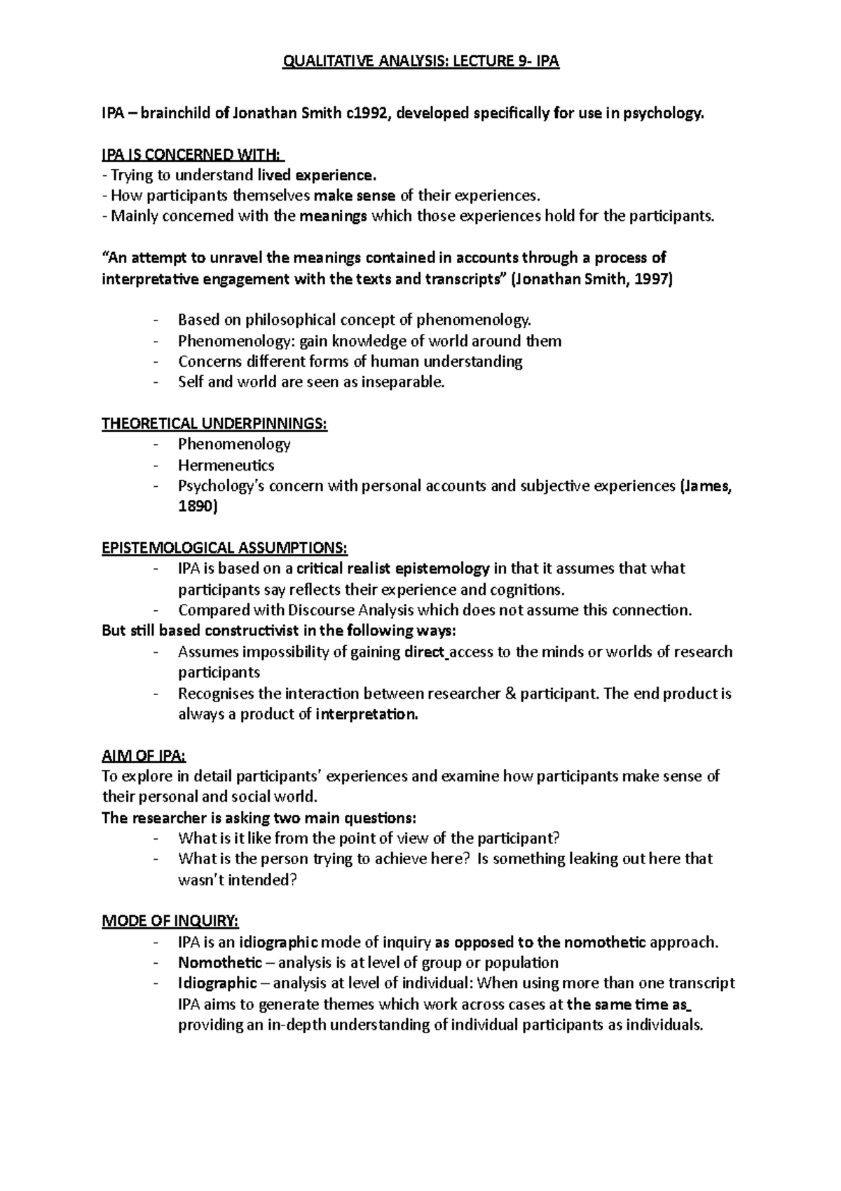 (9) IPA - Lecture notes 9 - IPA – brainchild of Jonathan Smith c1992 ...