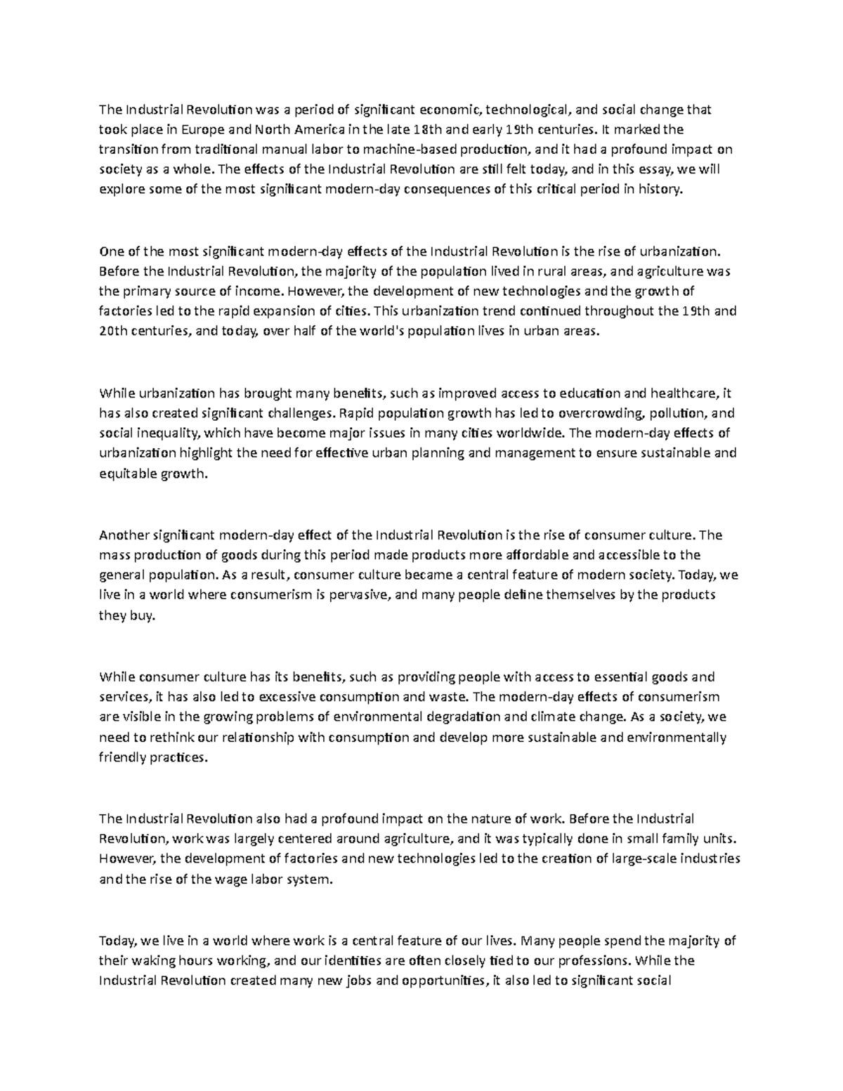 The Industrial Revolution and Its Consequences - The Industrial ...