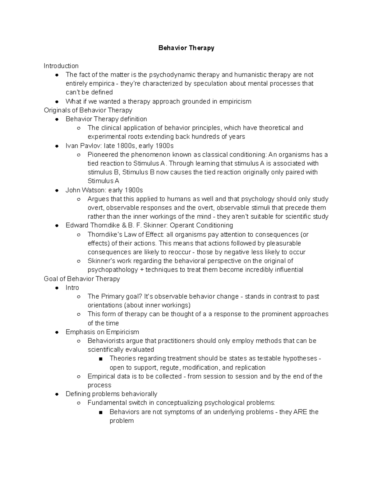 14 (pt. 1) Behavior Therapies - Behavior Therapy Introduction The fact ...
