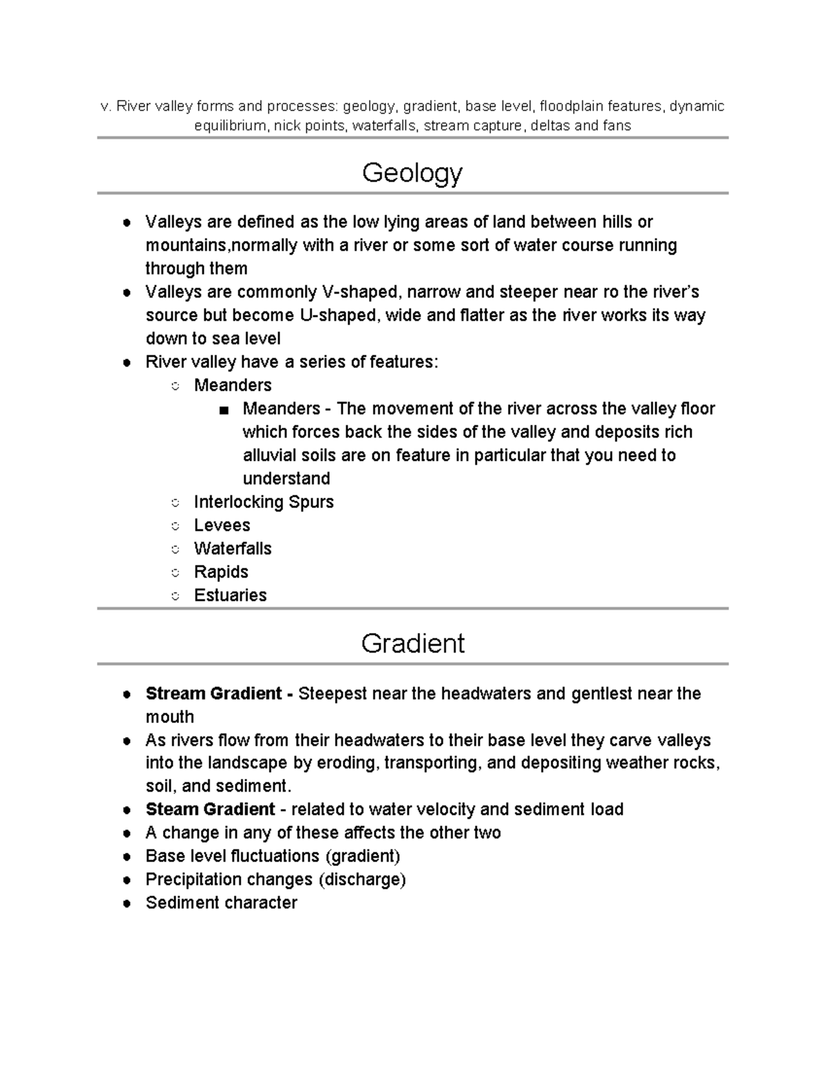 River Valley Forms & Processes - v. River valley forms and processes ...