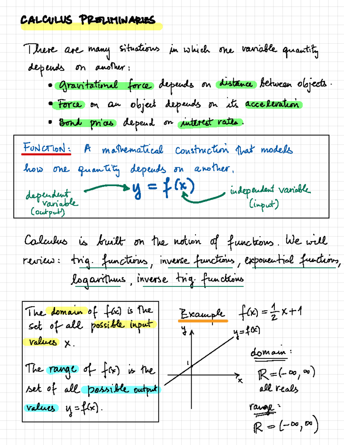 1.1 Calc prelim 1 - prof notes - CALCULUS PRELIMINARIES There are many ...