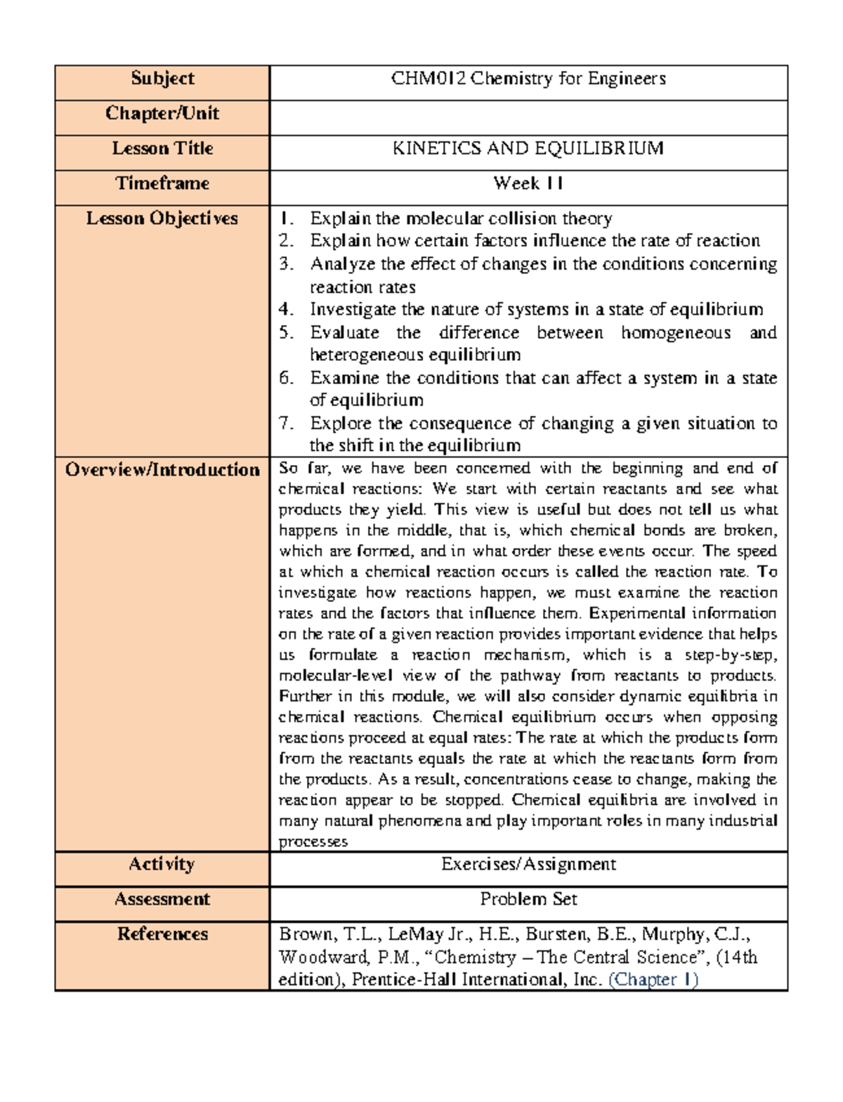 Chem 12 Module 7 Part 1 - Lecture Materials - Subject CHM01 2 Chemistry for Engineers Chapter ...