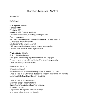 Lect. 7 PPT - Notes - LAWS 1123 - BASIC POLICE PROCEDURES - Lect. 7 PPT ...