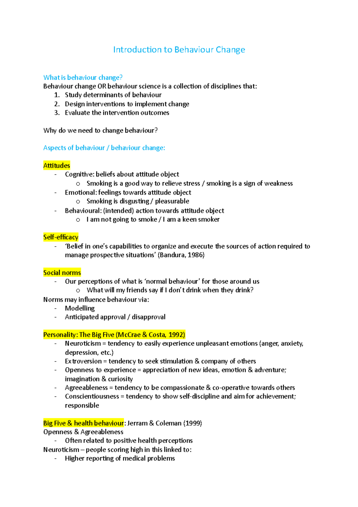 Introduction to Behaviour Change - Study determinants of behaviour 2 ...