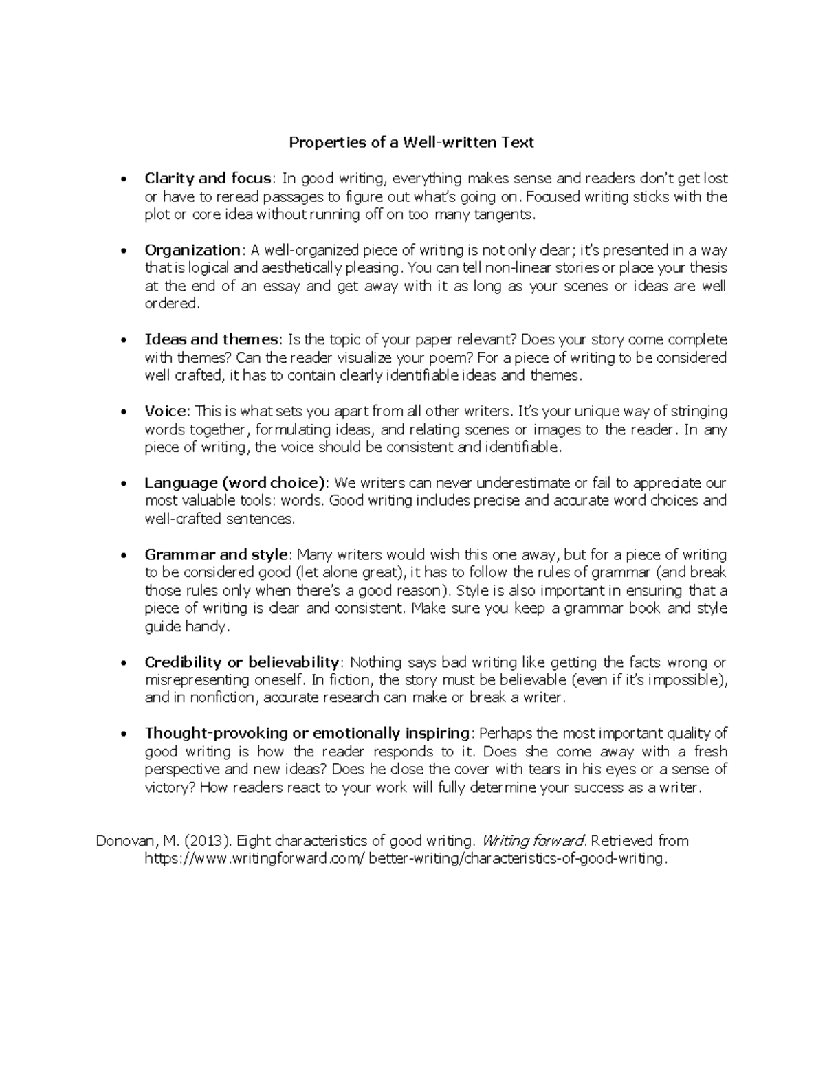 Properties of a Well Written Text PDF - Properties of a Well-written ...