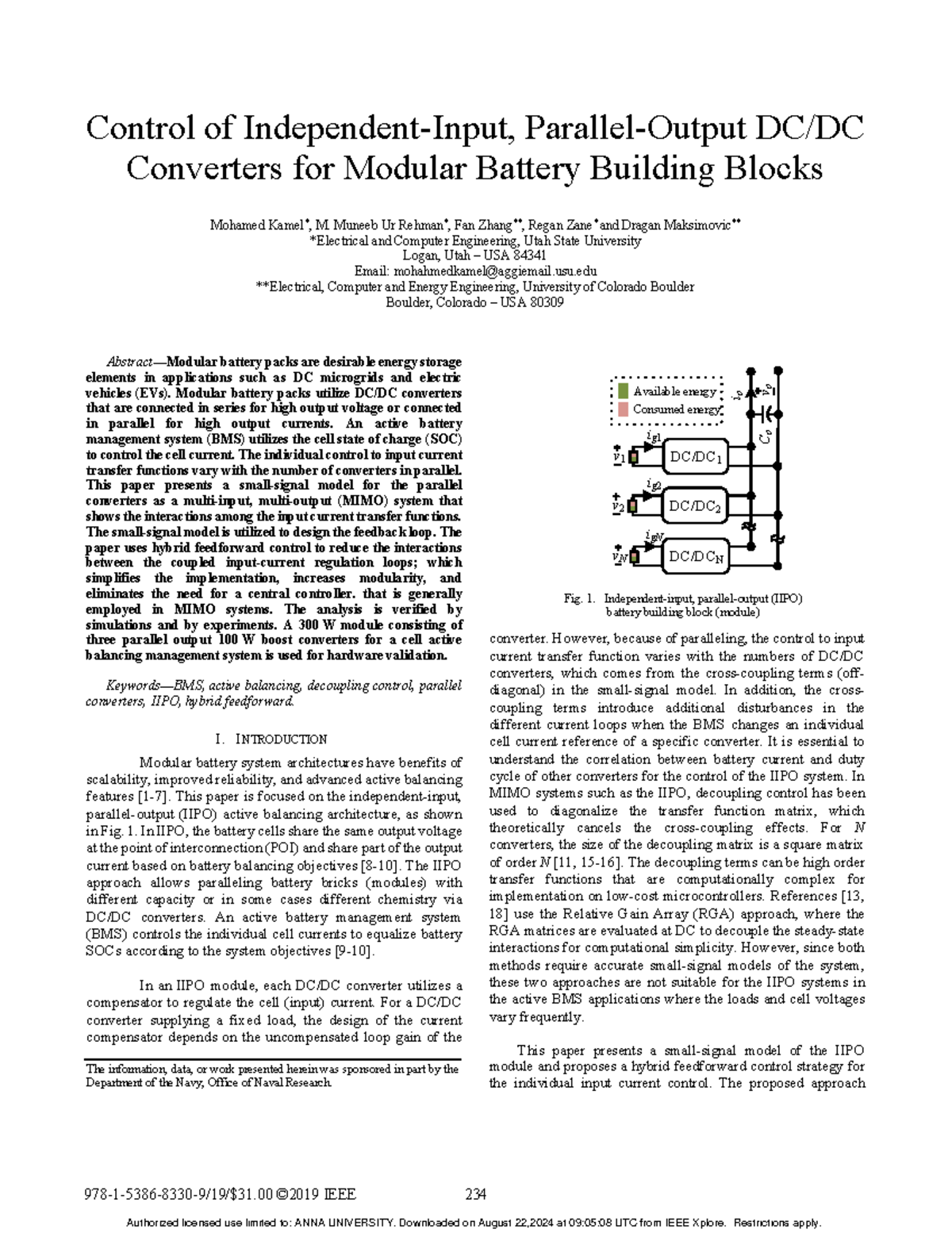 Control Of Independent Input Parallel Output Dc Dc Converters For Modular Battery Building