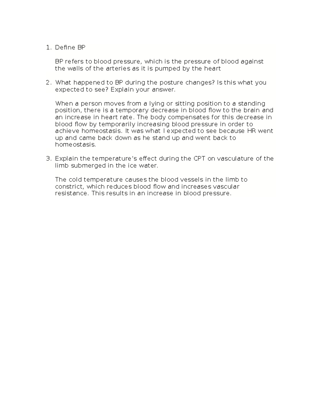 Define BP - HMW - Define BP BP refers to blood pressure, which is the ...