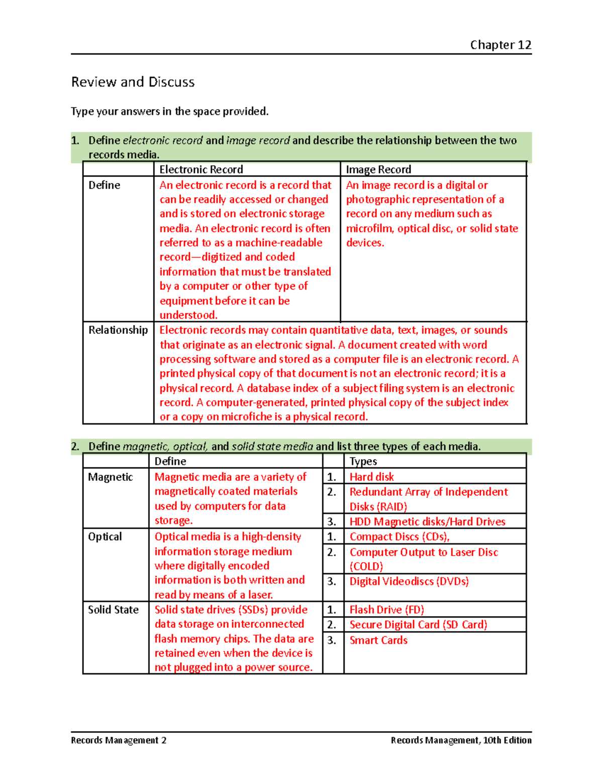 Module 2 Chapter 12 Review and Discuss Questions - Chapter 12 Review ...