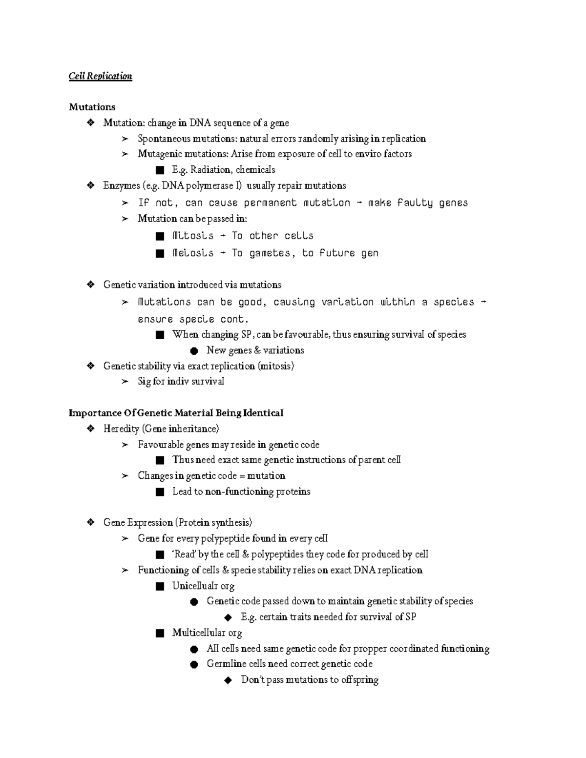 Cell Replication - Cell Replication Mutations Mutation: change in DNA ...