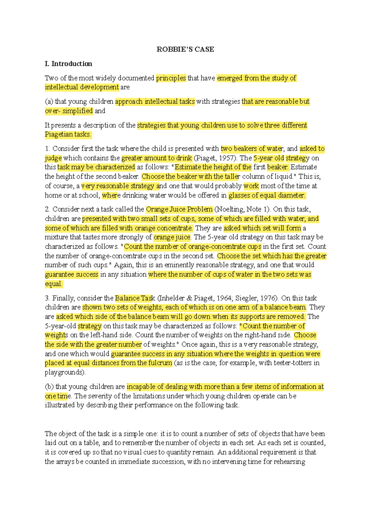 Robbie'S Case - an important element in developmental psychology ...