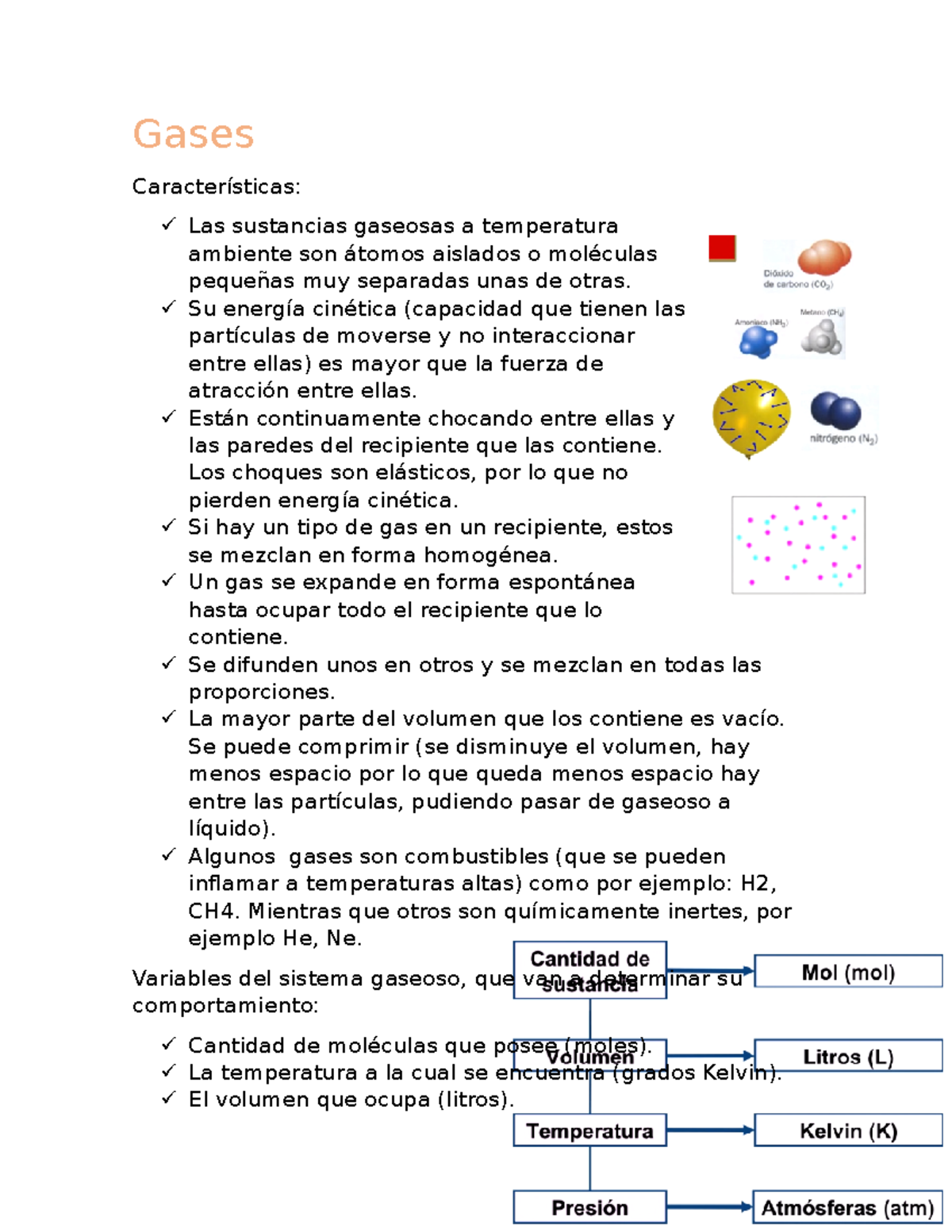 Ley de los gases ideales - Gases Características: Las sustancias ...