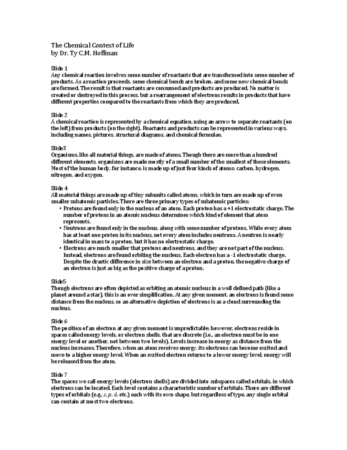 The Chemical Context Of Life - The Chemical Context of Life by Dr. Ty C ...