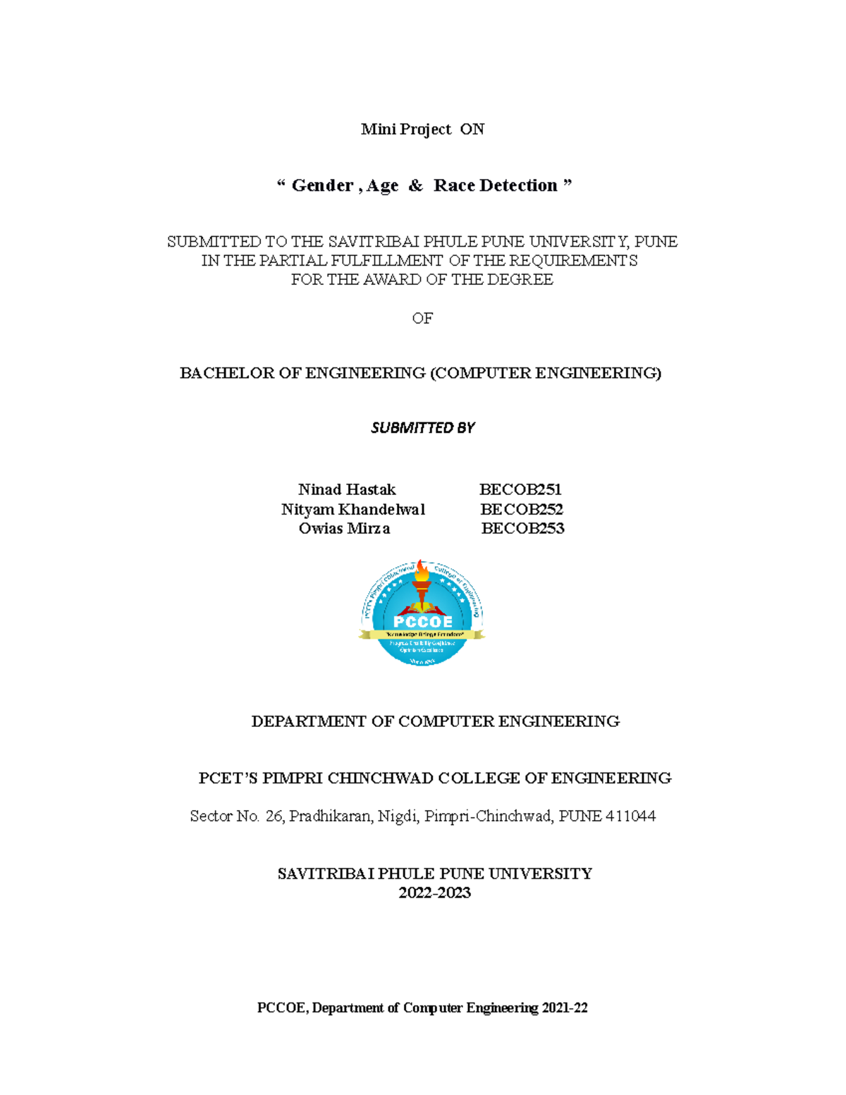 DL Mini Proj.docx (1)-merged - Mini Project ON “ Gender , Age & Race Detection ” SUBMITTED TO ...