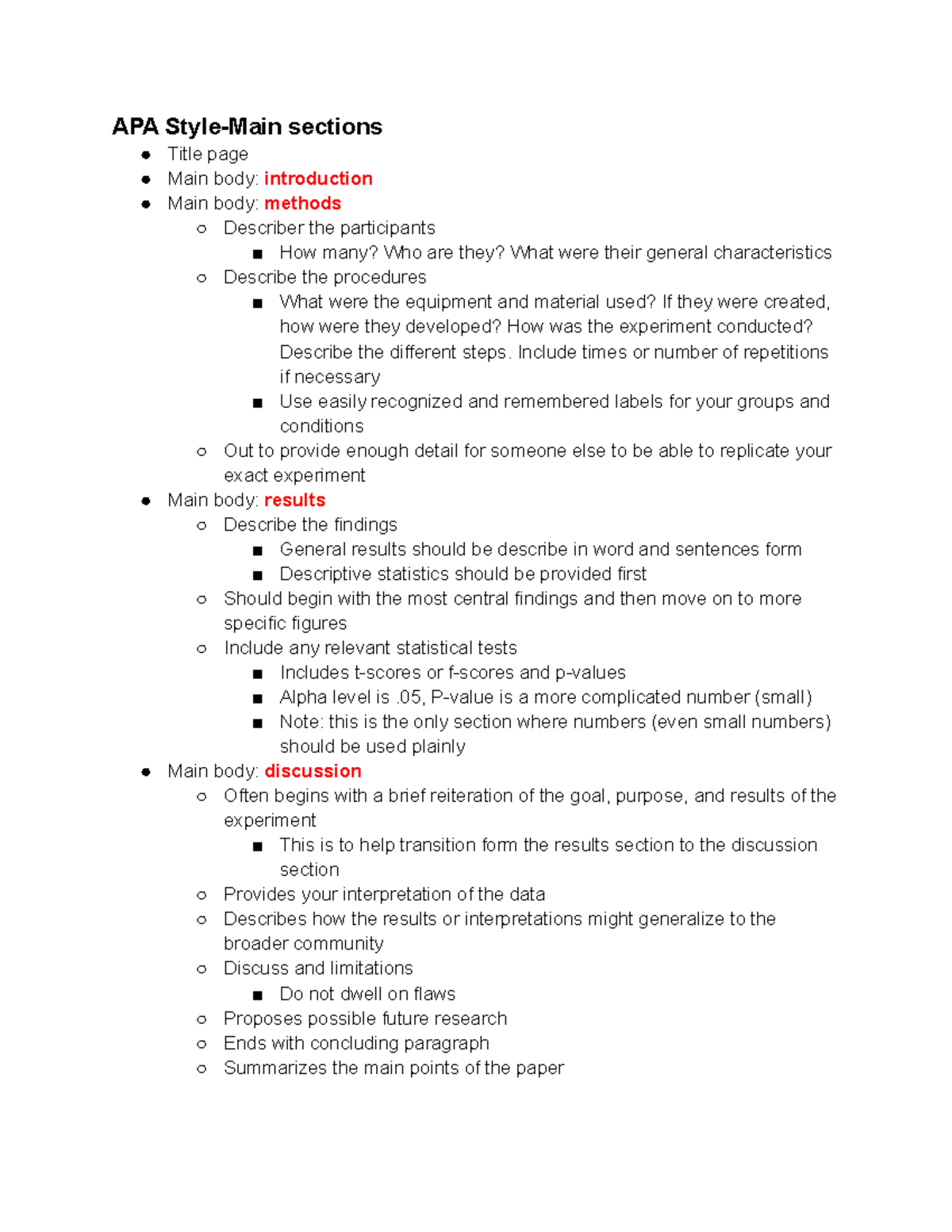 APA Style-Main sections - Include times or number of repetitions if ...