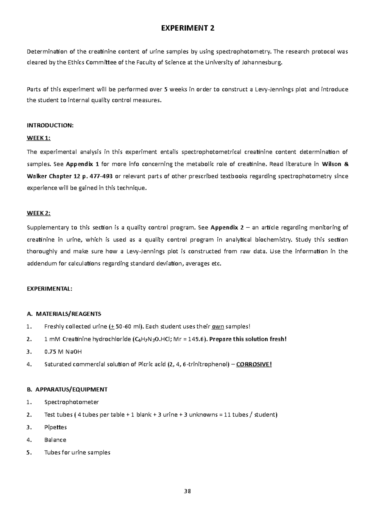 Determination Of The Creatinine Content Of Urine Samples By Using Spectrophotometry The
