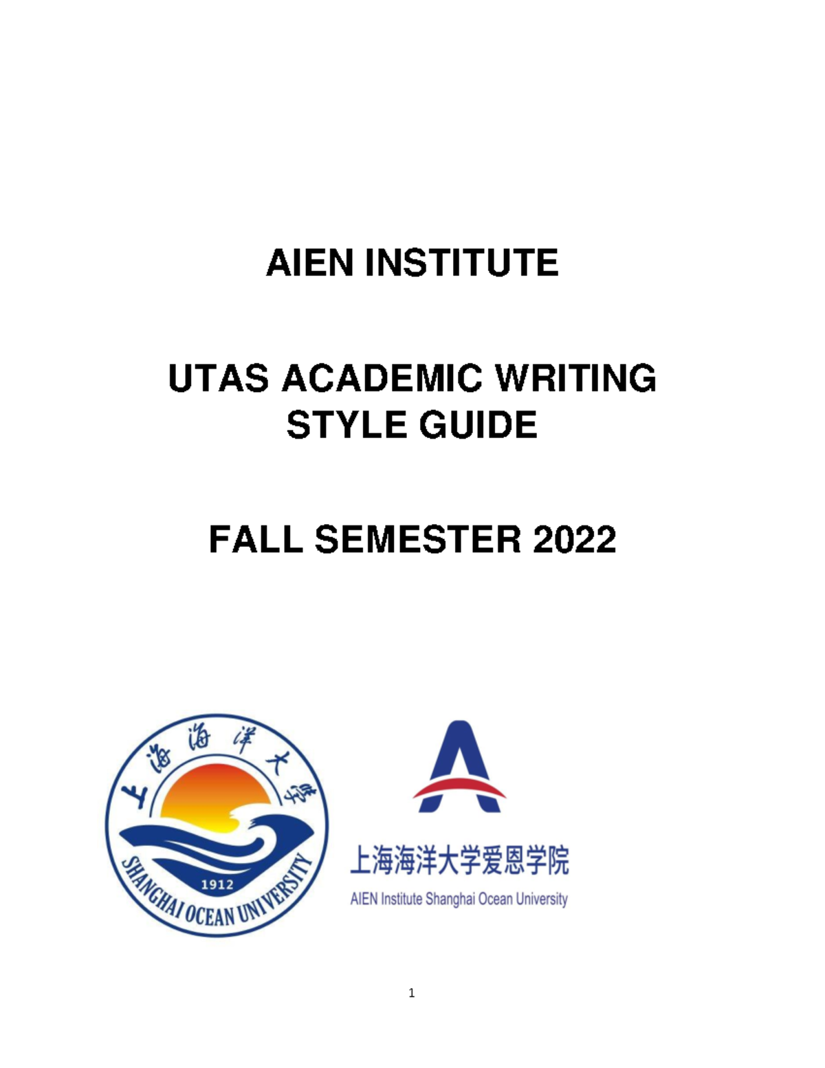 AIEN Institute Style Guide - AIEN INSTITUTE UTAS ACADEMIC WRITING STYLE ...