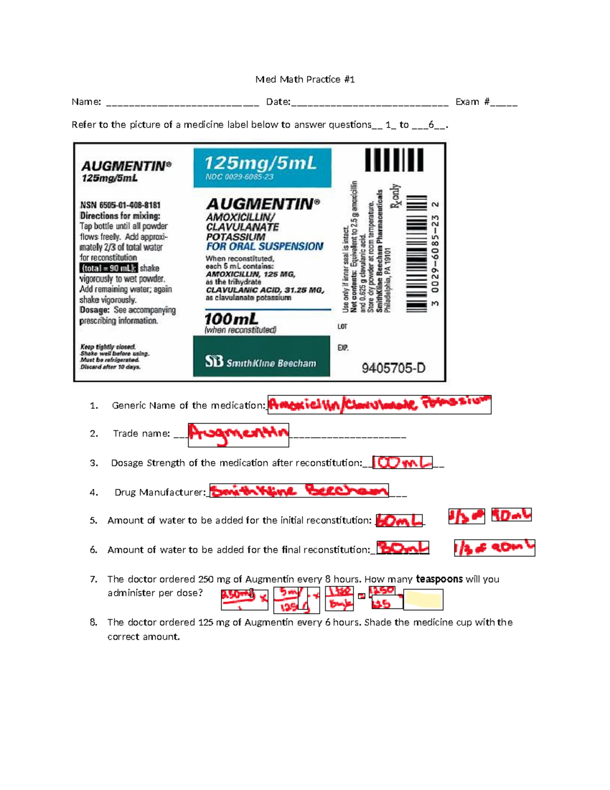 Med Math+Practice+1 - Med Math practice for nursing students - Med Math ...