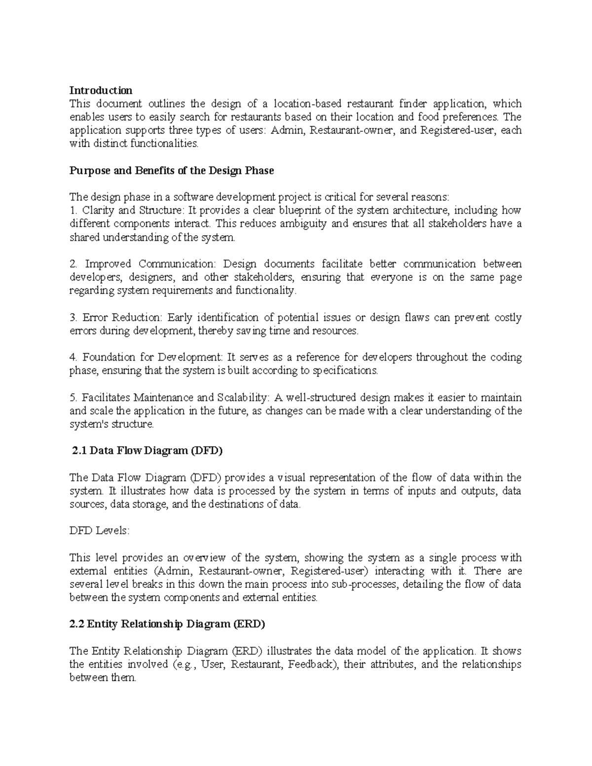 design document - Introduction This document outlines the design of a ...