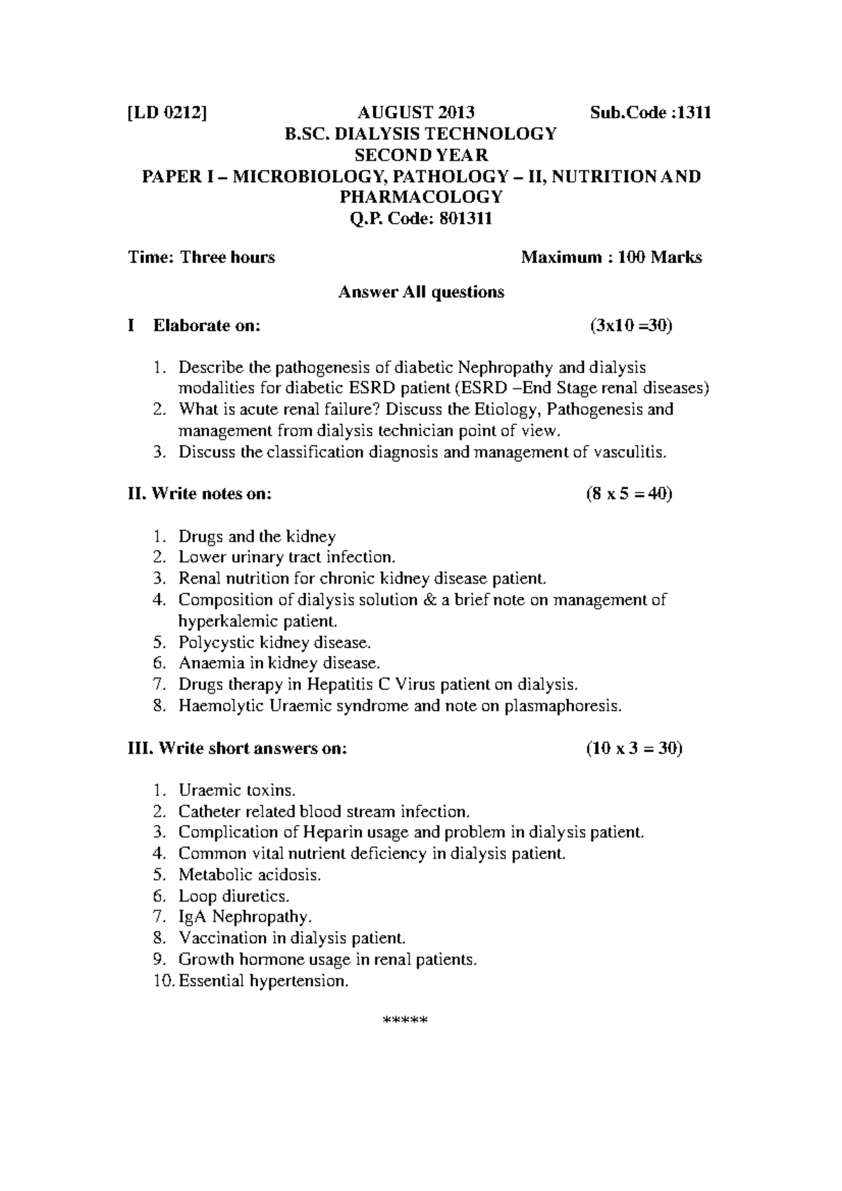 801311 LD - Lecture note - [LD 0212] AUGUST 2013 Sub : B. DIALYSIS ...