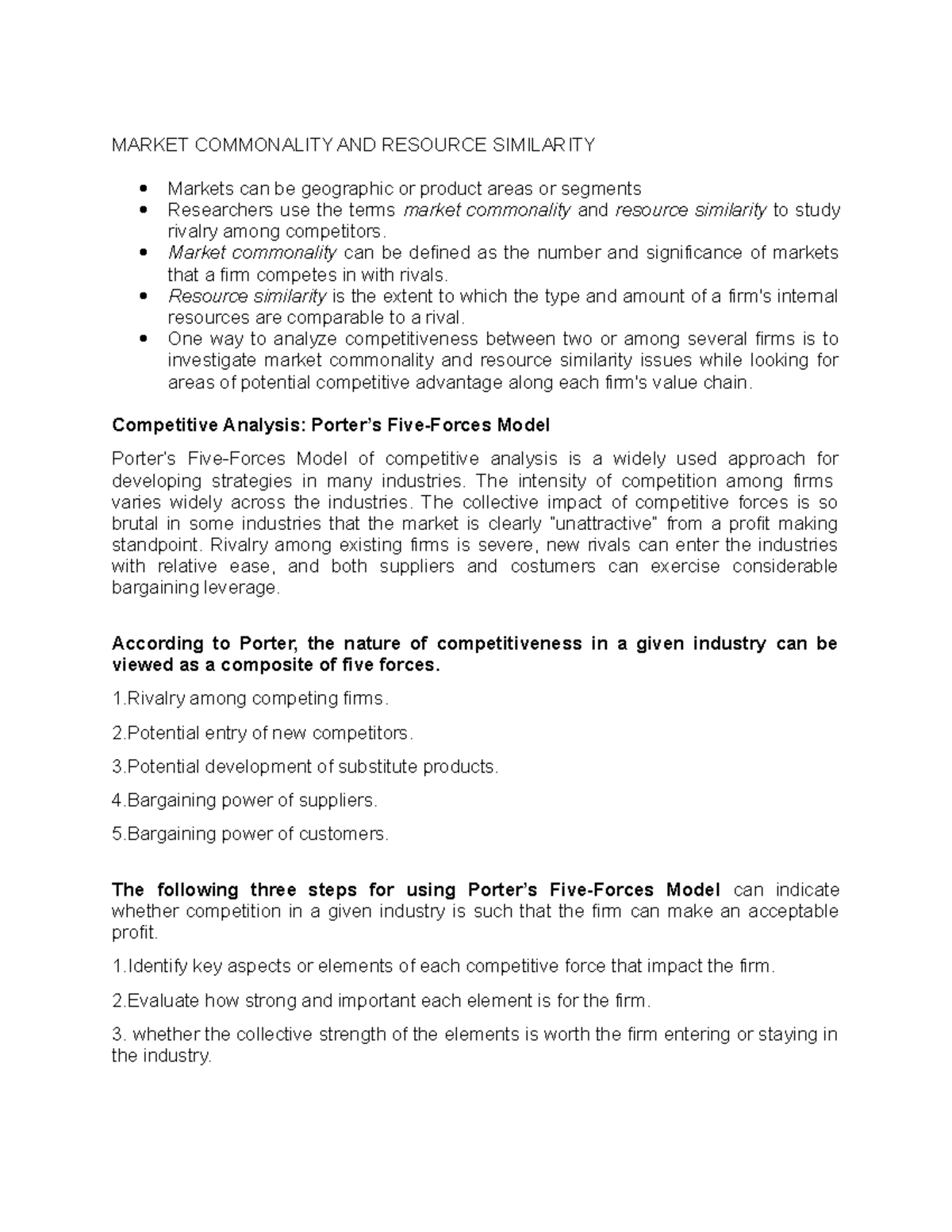 Market Commonality AND Resource Similarity - MARKET COMMONALITY AND ...
