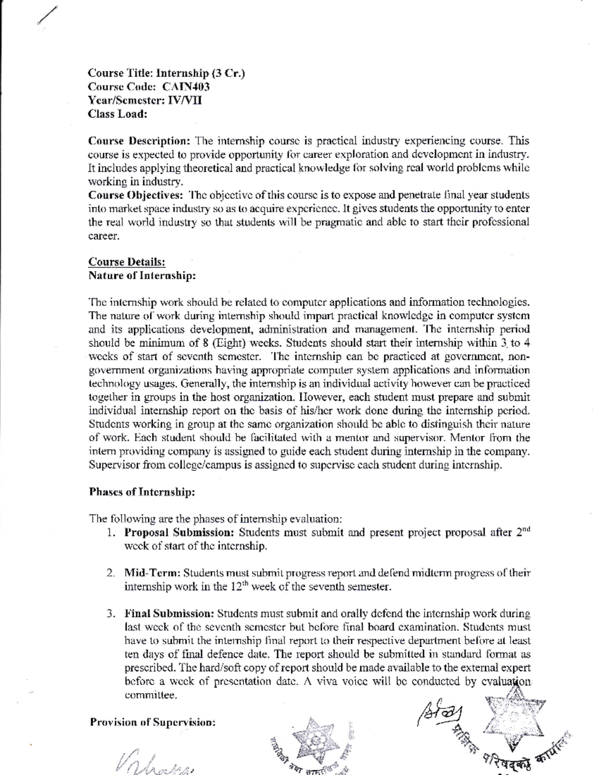 Syllabus of Internship - Course Title: Internship (3 Cr.) Course Code ...