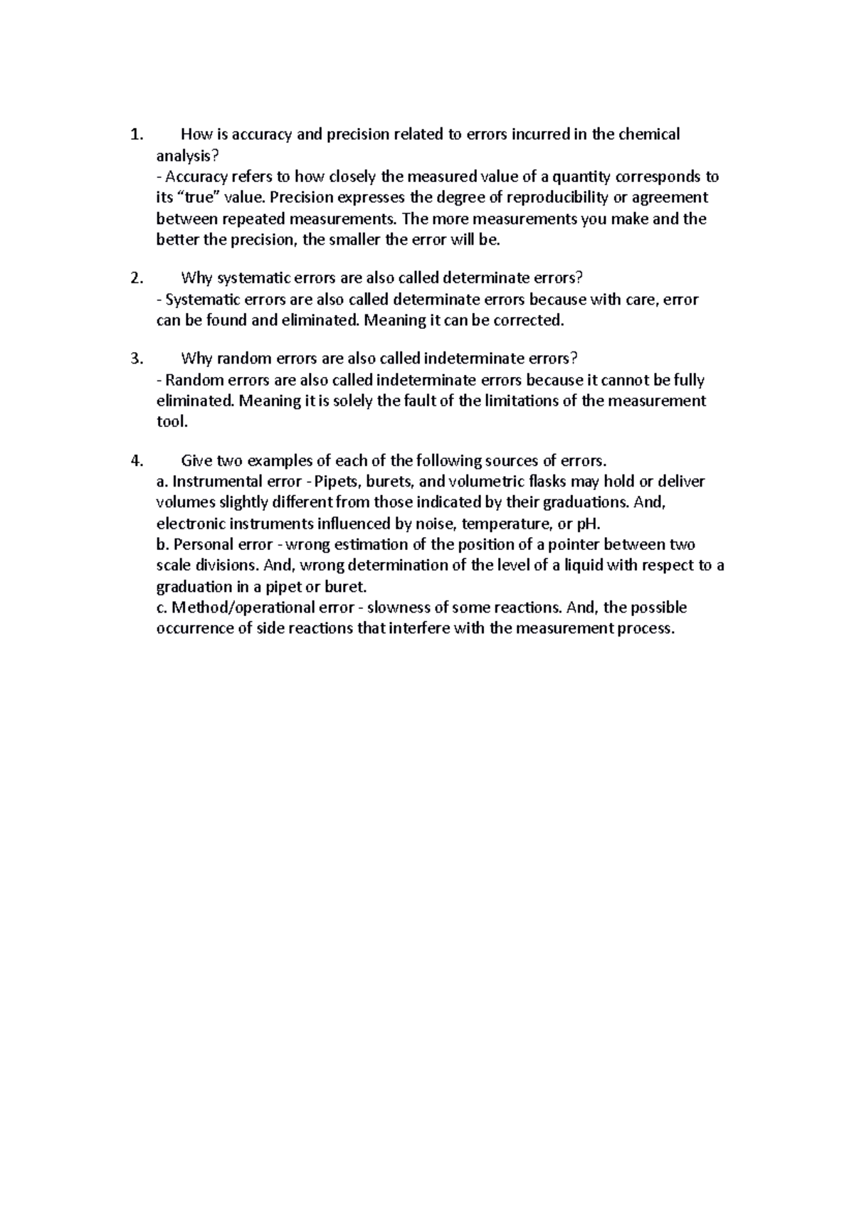 Accuracy and Precision, Errors - How is accuracy and precision related to errors incurred in the ...