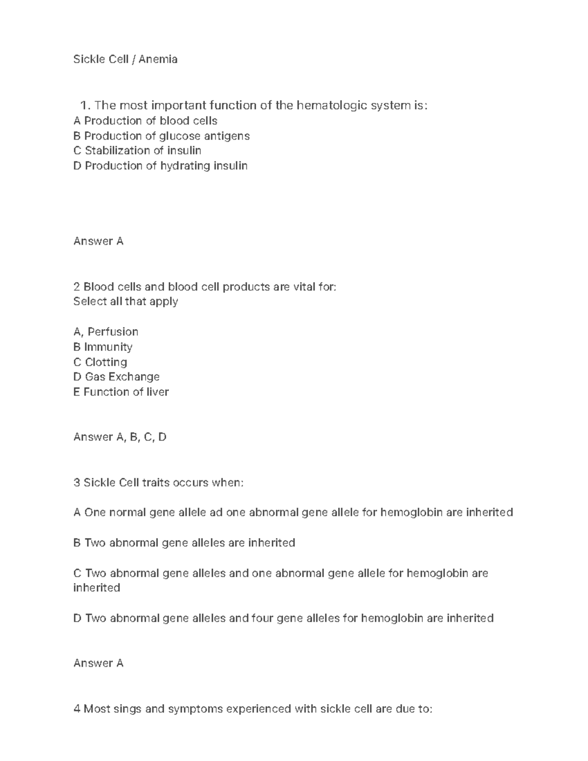 Sickle Cell : Anemia - 1. Sickle Cell / Anemia The most important ...