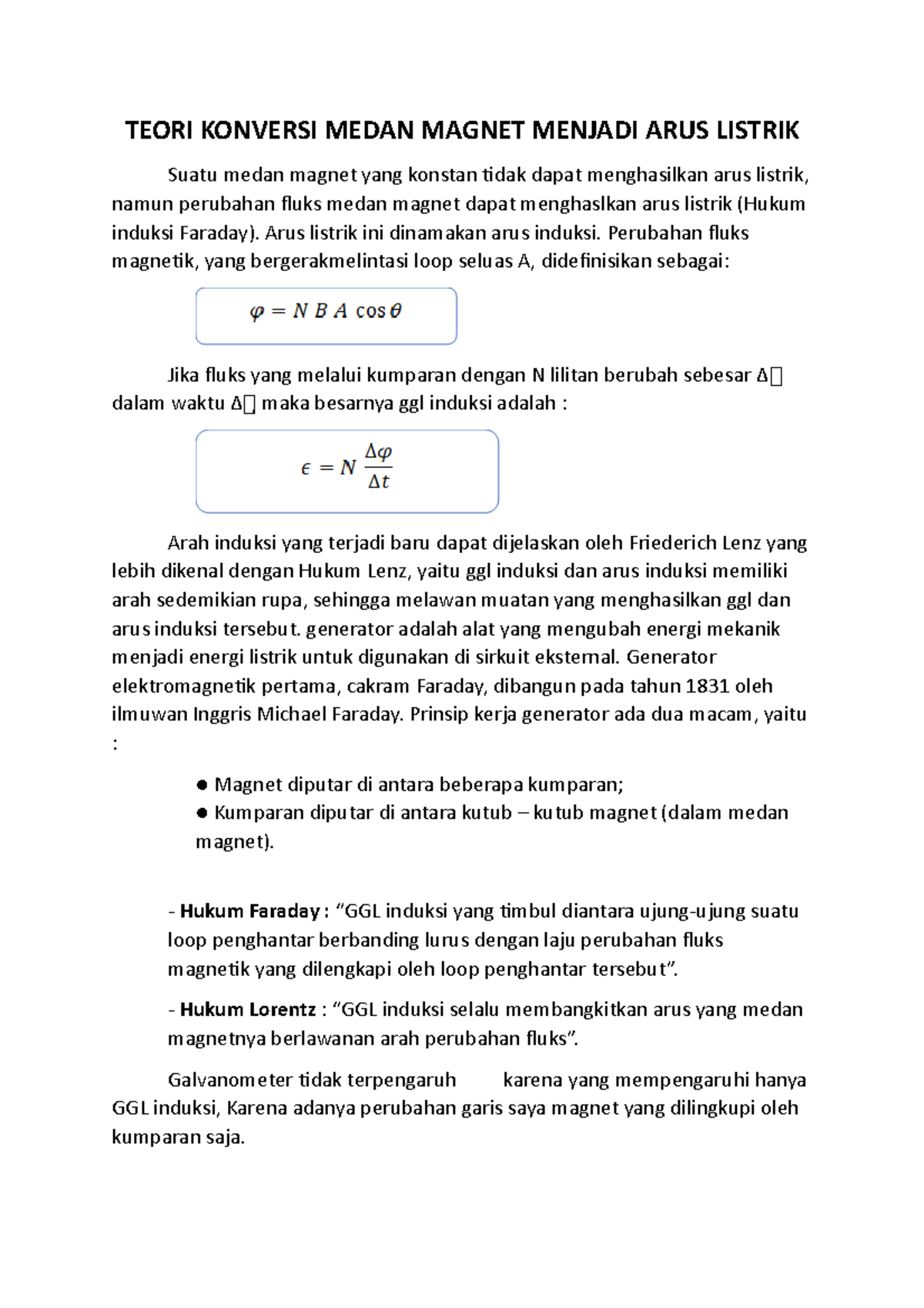 Teori Konversi Medan Magnet Menjadi ARUS Listrik - TEORI KONVERSI MEDAN ...