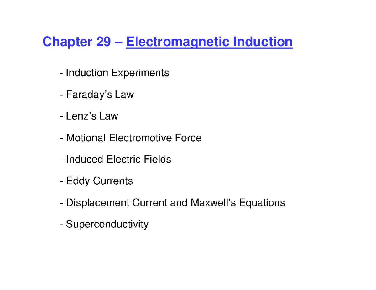 Electromagnetic Induction EXP - Chapter 29 – Electromagnetic Induction ...